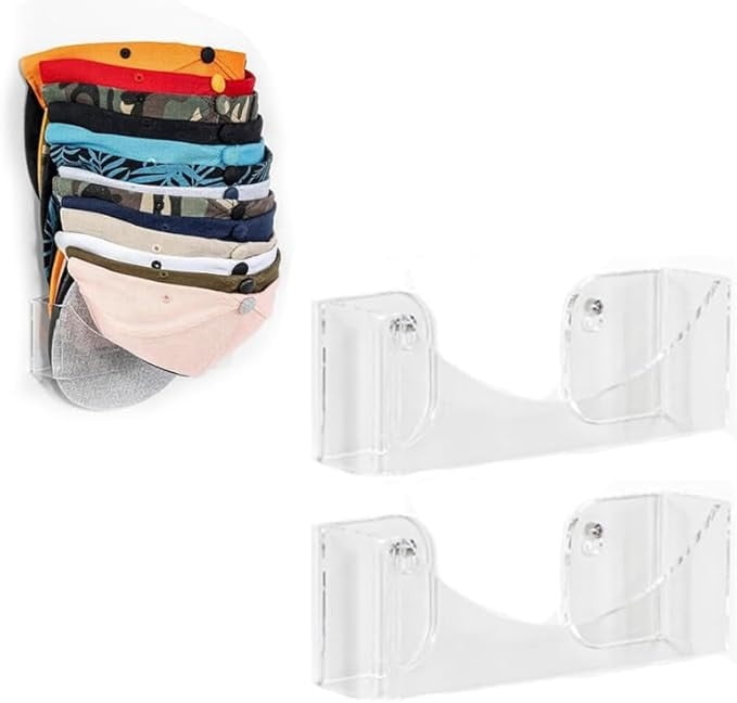 Wall Mounted Baseball Cap Organizer Holds 20 Hats - Vertical Dome Hat ...