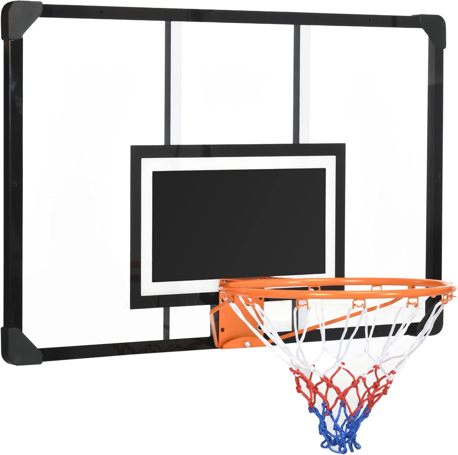 Wall Mounted Basketball Hoop with 45" x 29" Shatter Proof Backboard ...