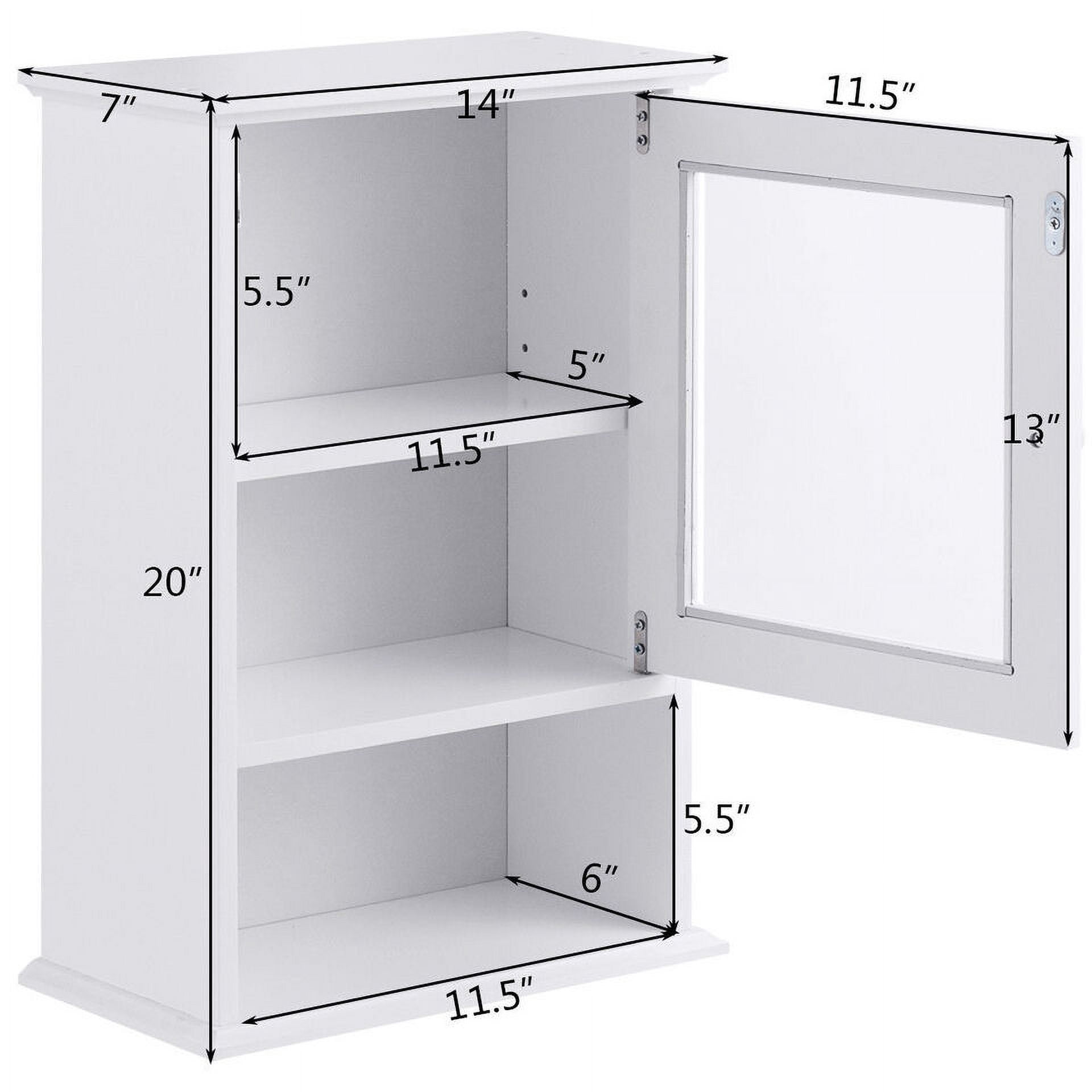 Wall Mounted Bathroom Cabinet - Storage Organizer with Adjustable Shelf ...