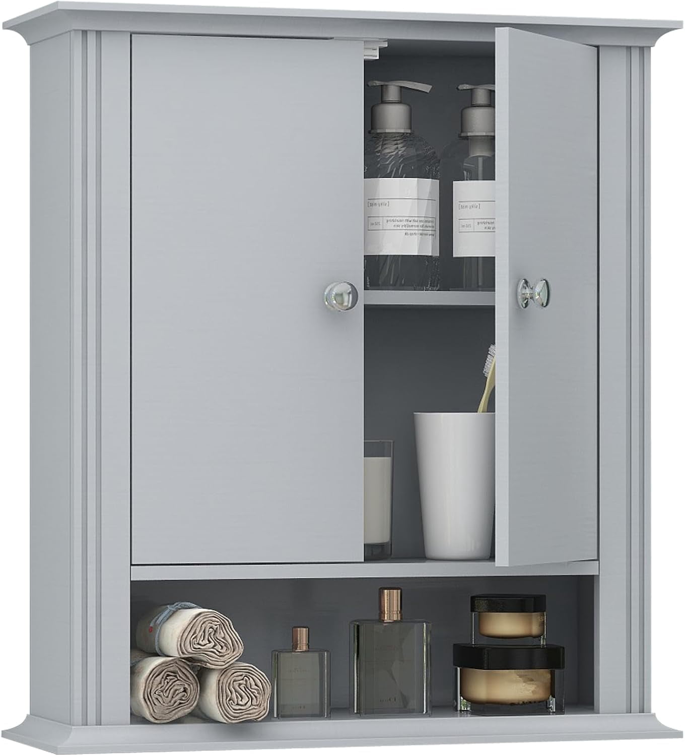 Wall Mounted Bathroom Cabinet Wooden Storage Cabinet with 2 Doors ...