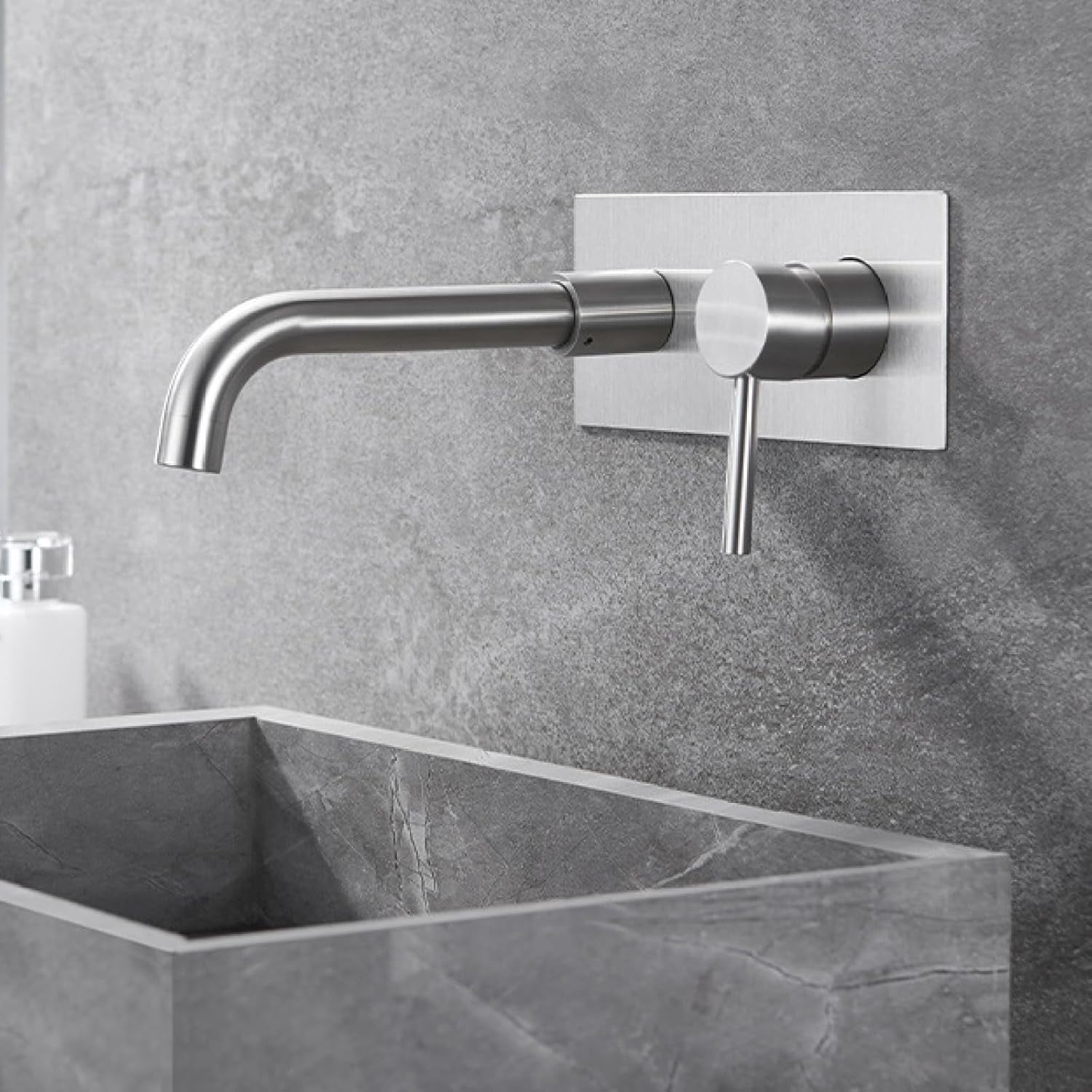 Wall Mounted Bathroom Faucet Brushed,Stainless Steel,Double Hole in ...