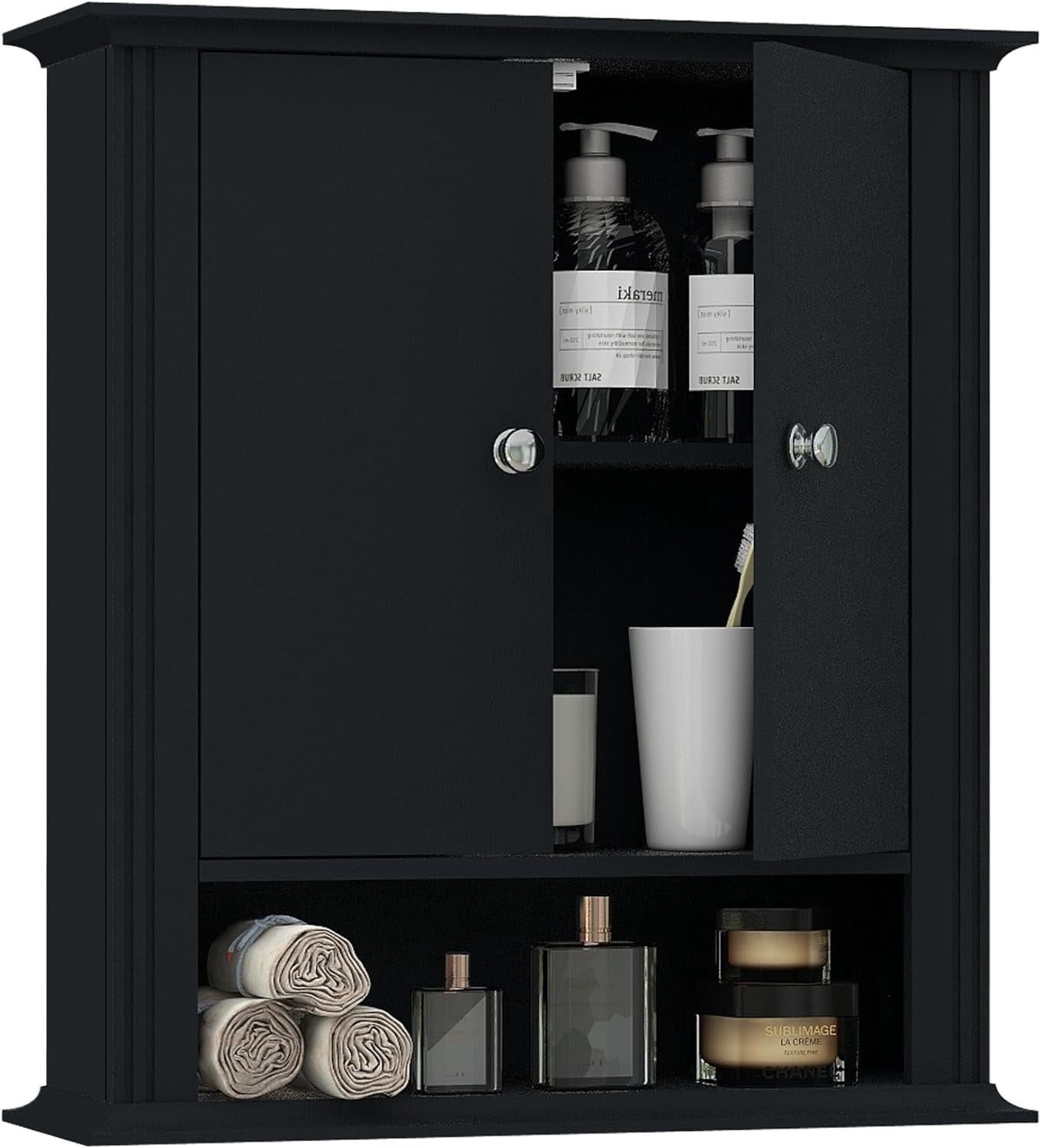 Wall Mounted Bathroom Medicine Cabinet With 2 Doors, Hanging Bathroom ...