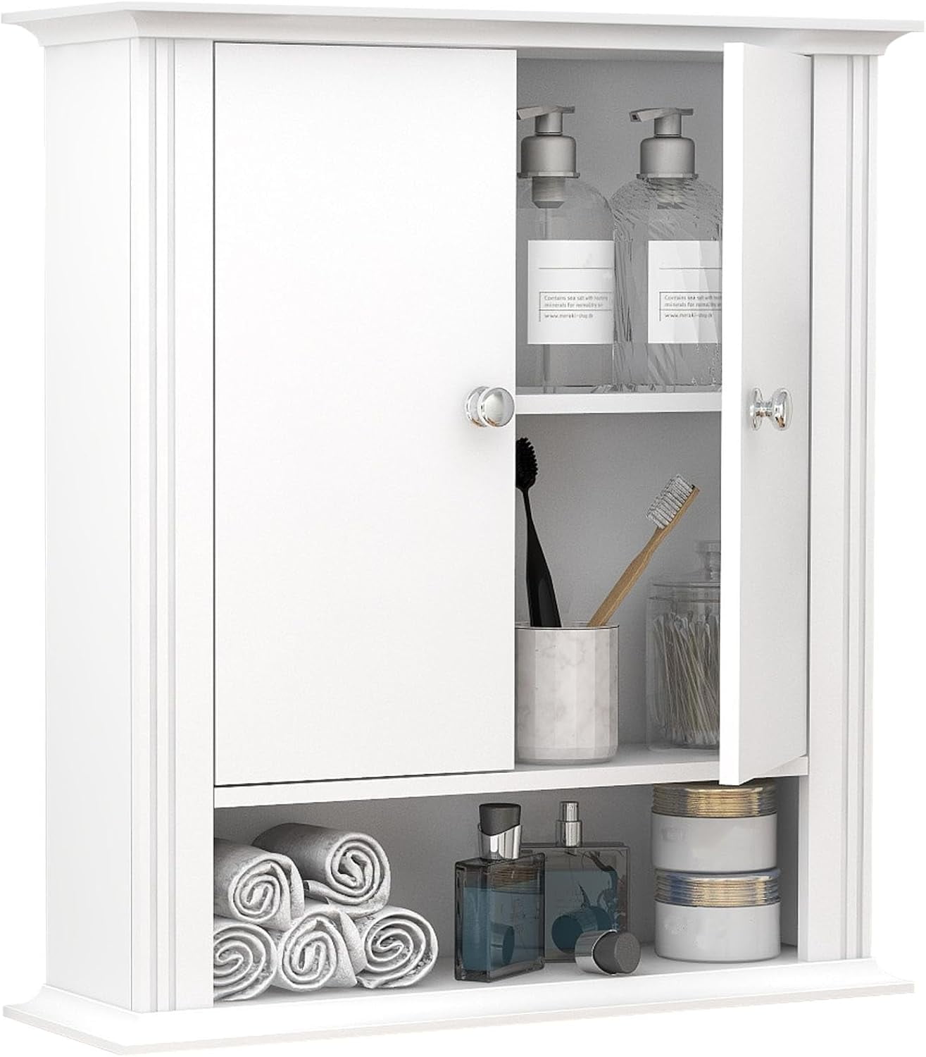 Wall Mounted Bathroom Medicine Cabinet with 2 Doors, Hanging Wall ...