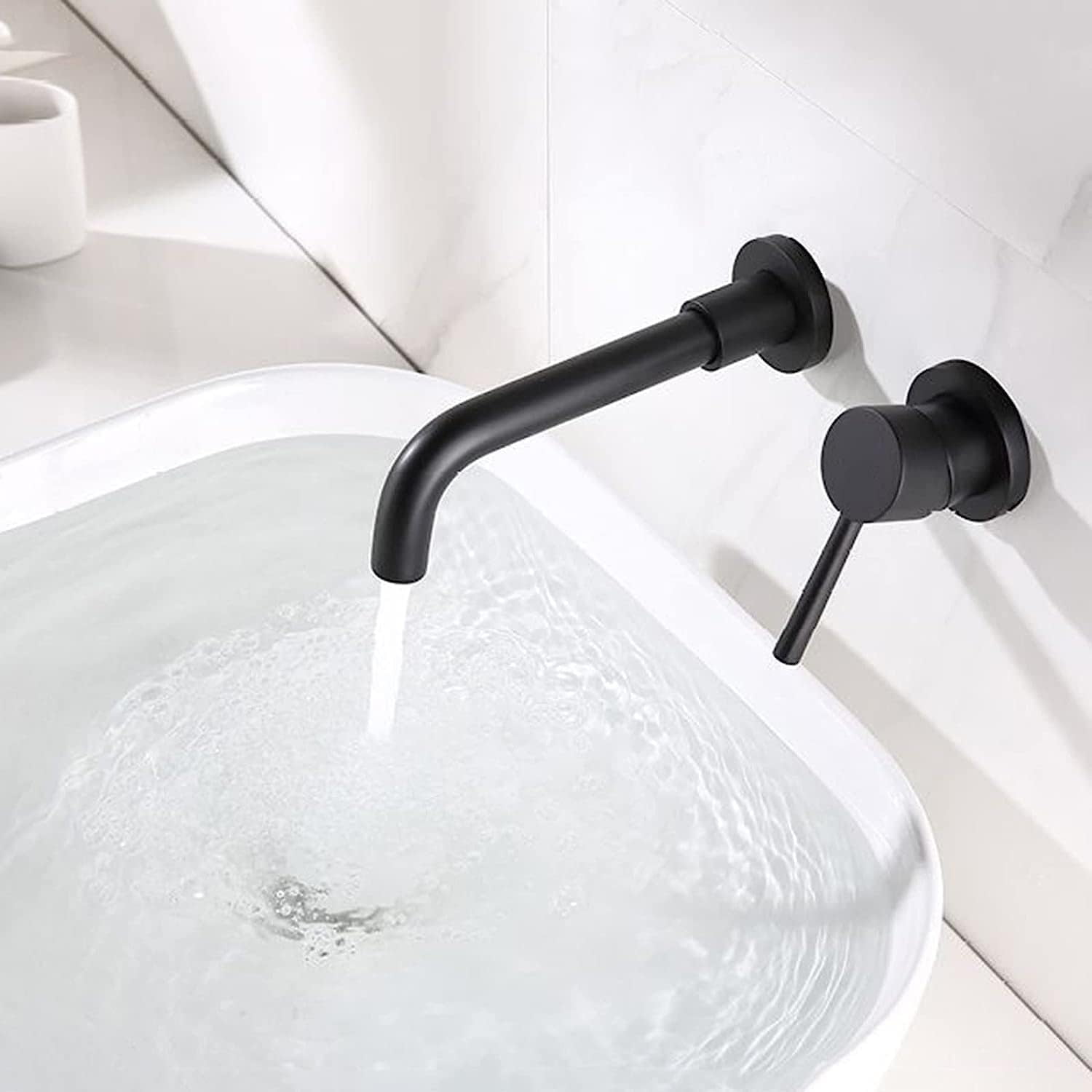 Wall Mounted Bathroom Sink Faucet,360 °Swivel Spout,Brass Single Handle ...