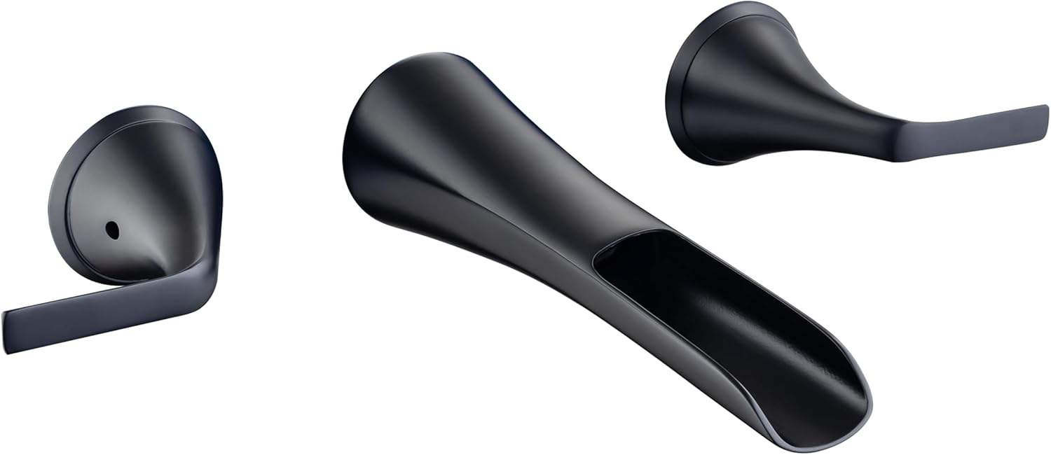 Wall Mounted Bathroom Sink Faucet with Double Lever Handles Vessel ...