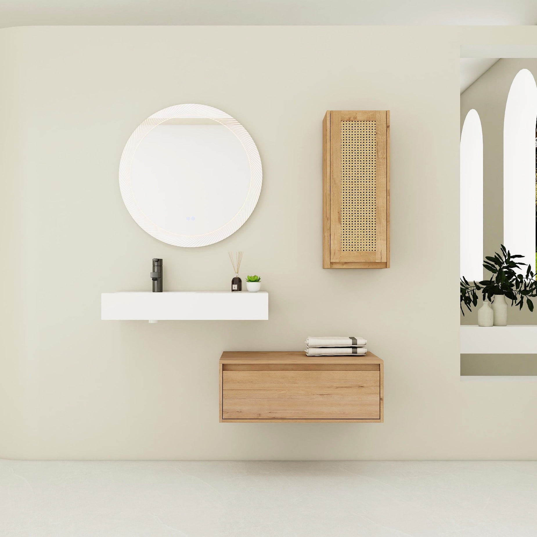 Wall-Mounted Bathroom Vanity | Optimized Storage with Drawers | Resin ...