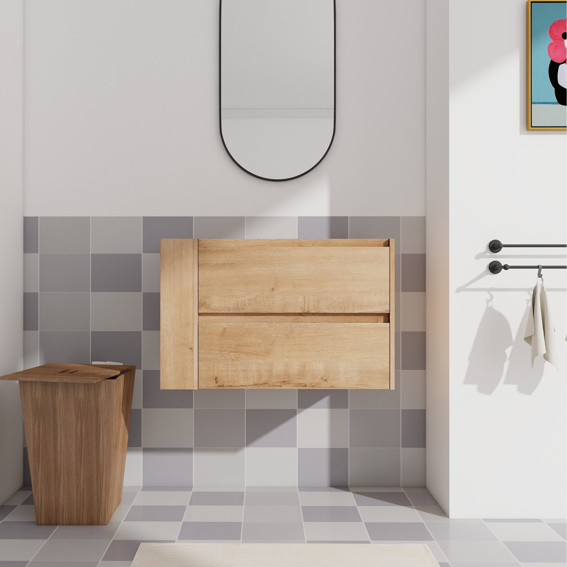Wall Mounted Bathroom Vanity | Two 2/3 Extended Soft Close Drawers ...