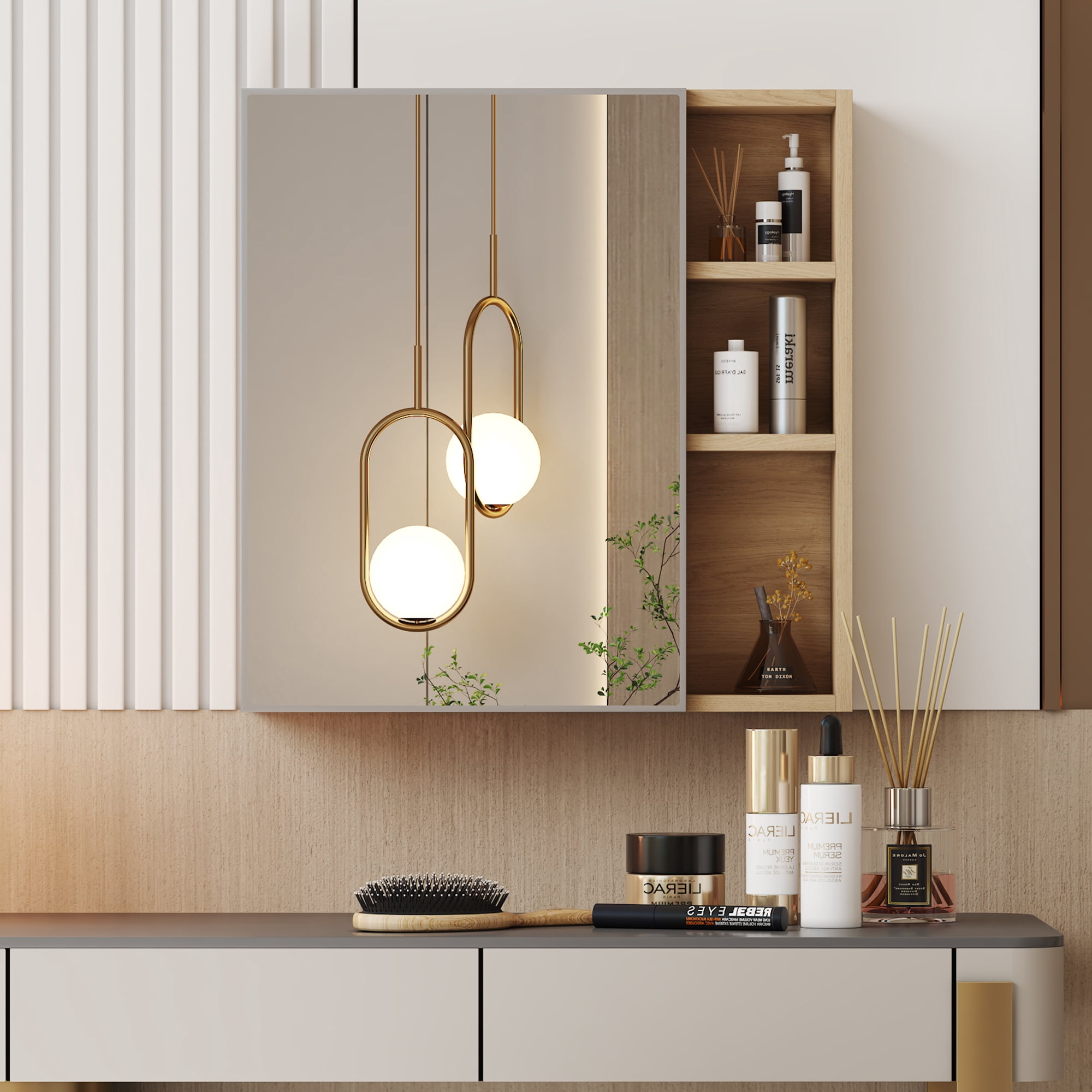Wall-Mounted Bathroom Vanity with Mirror, Medicine Cabinet with Storage ...