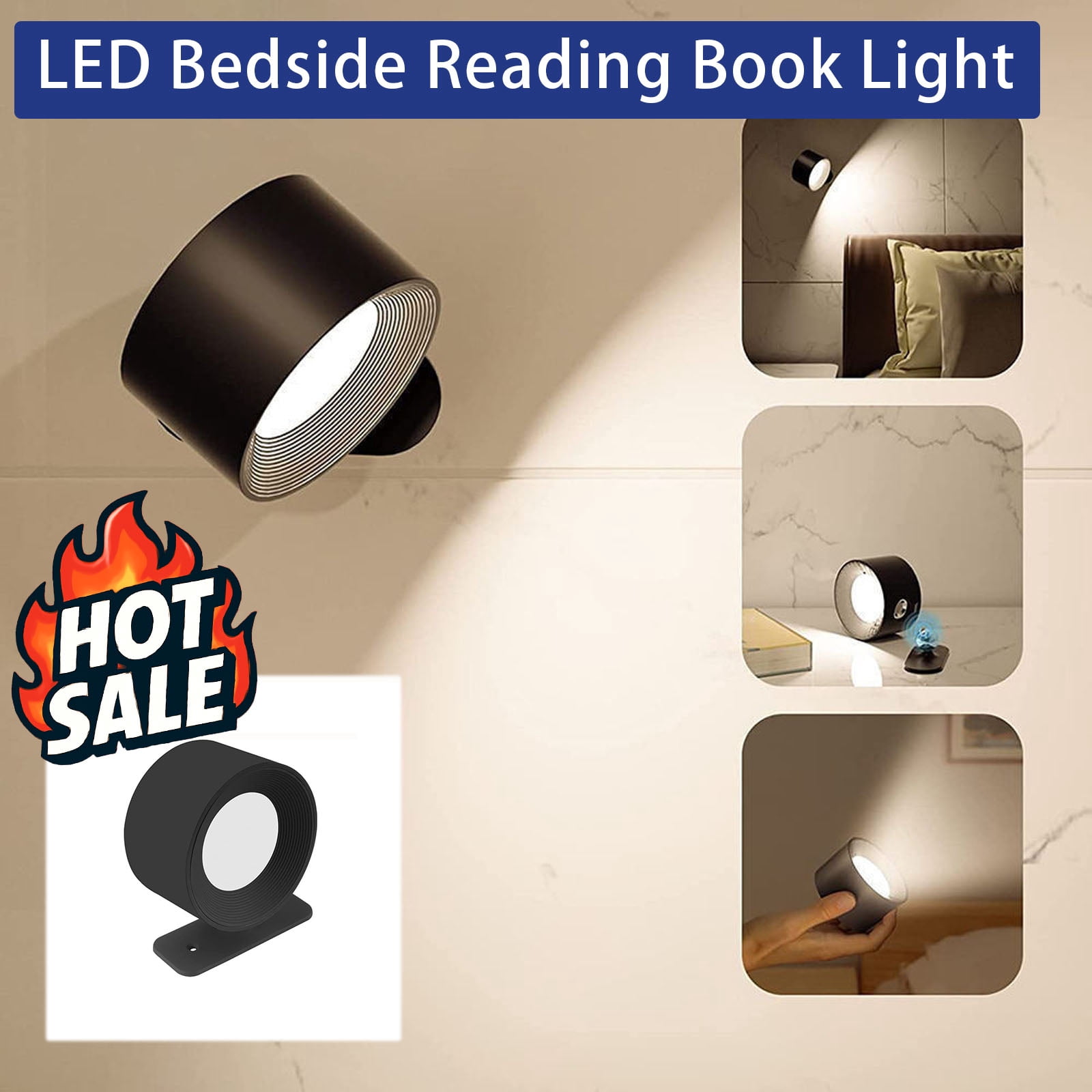 Wall Mounted Bedside Lamps – LED Wall Light with Magnetic Mount,USB ...