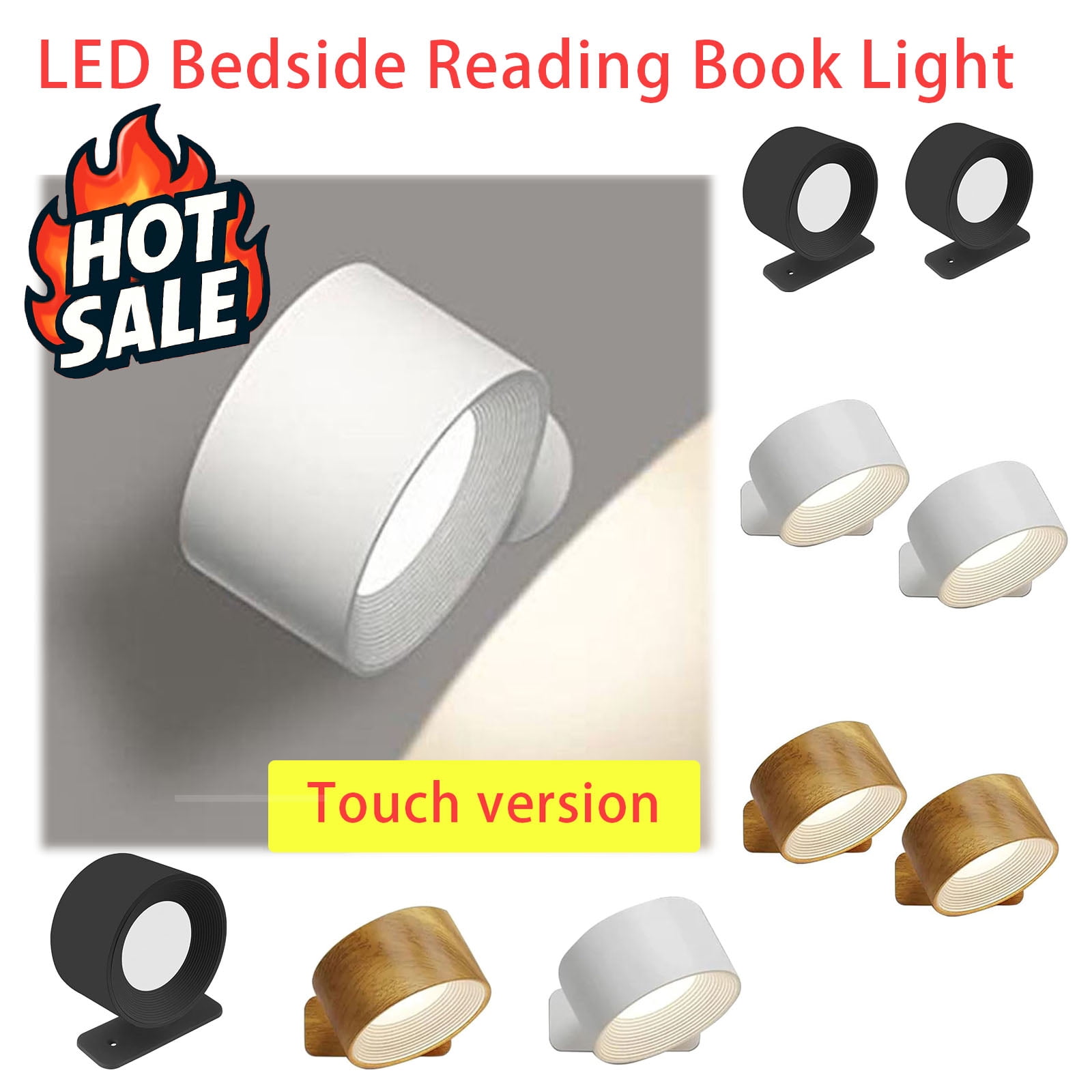 Wall Mounted Bedside Lamps – Wireless USB Rechargeable LED Lamp,360 ...