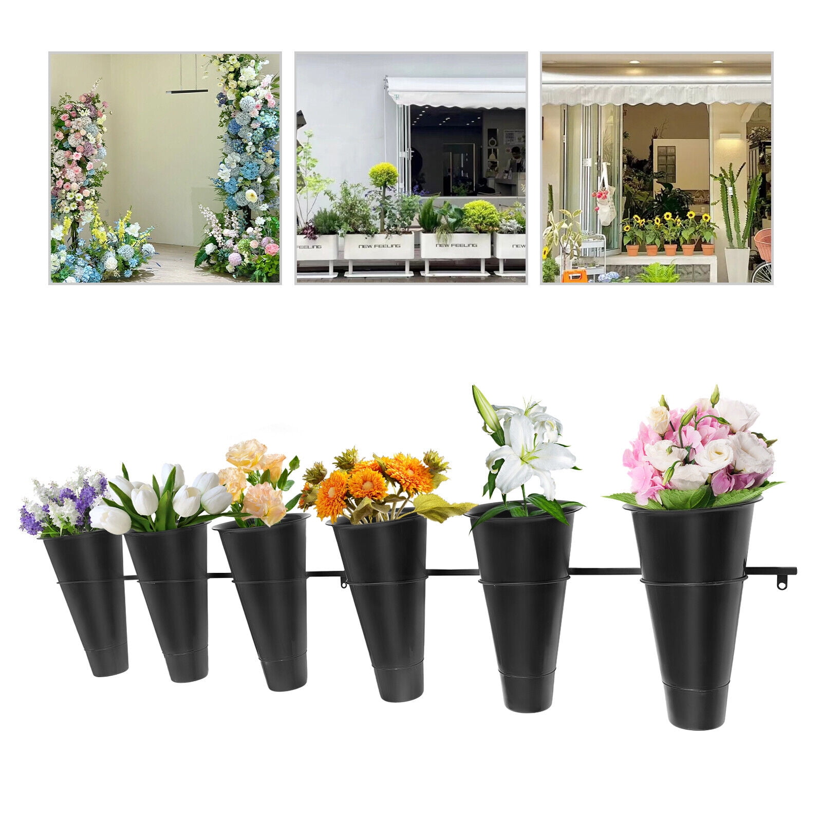 Wall Mounted Black Flower Buckets Carbon Steel Frame And PP Wall ...