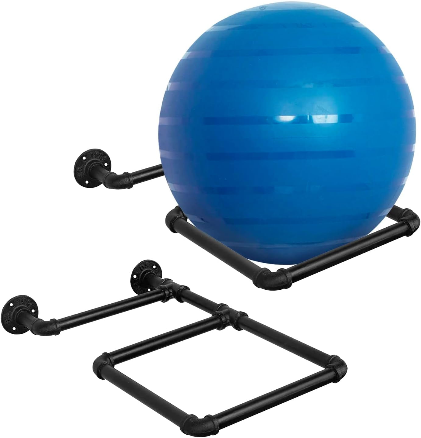 Wall Mounted Black Metal Pipe Exercise Ball Holder, Yoga Ball and ...