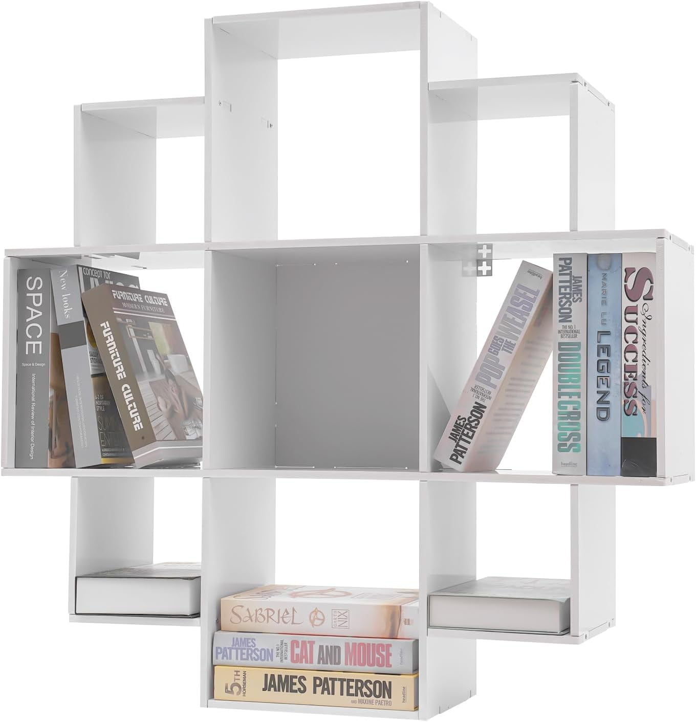 Wall Mounted Book Shelf 3-Tier 9 Compartment Geometric Bookshelf ...