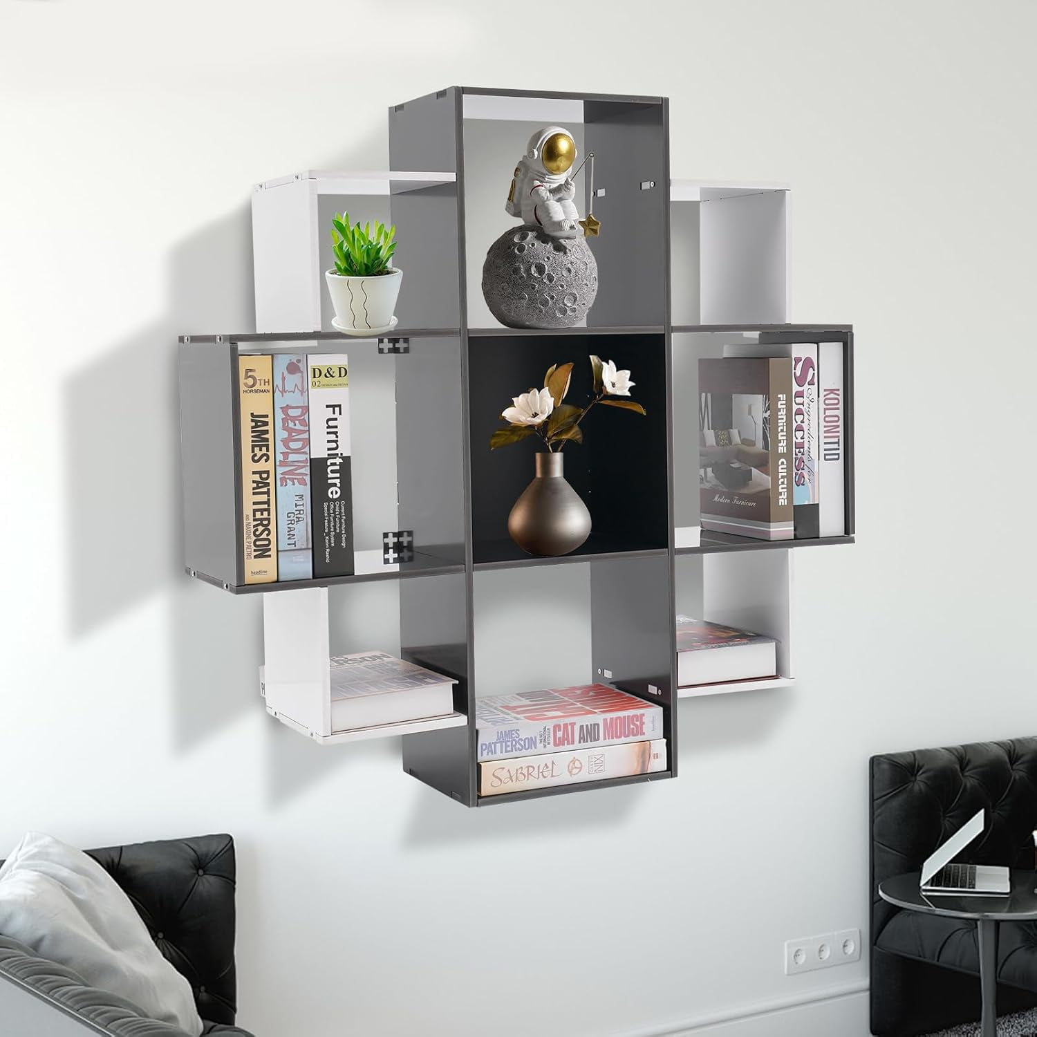 Wall Mounted Book Shelf Modern 3-Tier Floating Shelf Bookcase Wall ...