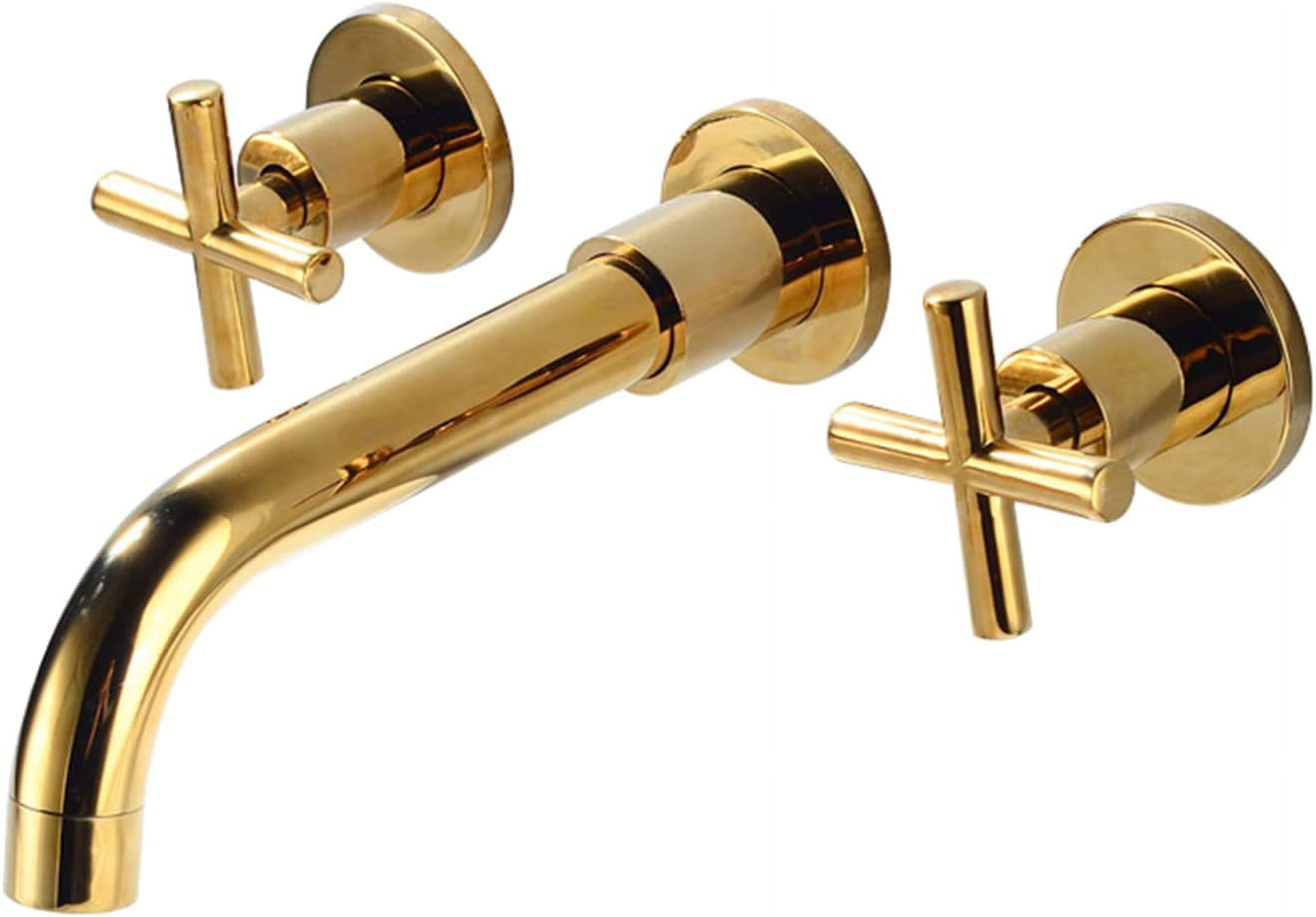 Wall Mounted Brass Basin Mixer Taps Cross Handle Bathroom Sink Faucet ...