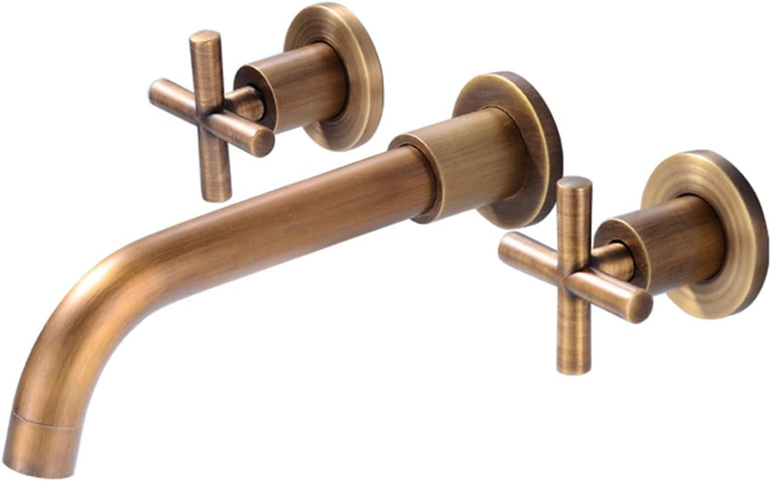 Wall Mounted Brass Basin Mixer Taps Cross Handle Bathroom Sink Faucet ...
