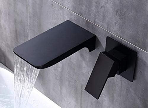 Wall Mounted Brass Waterfall Basin Faucet, Black or Chrome Sink Tap ...