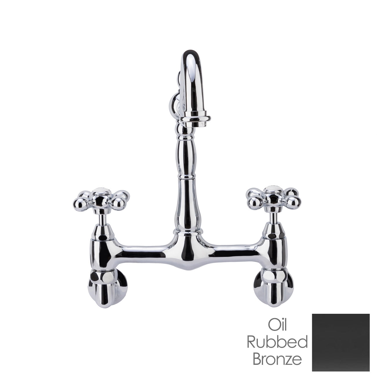 Wall Mounted Bridge Kitchen Faucet - Metal Cross Handles - Walmart.com