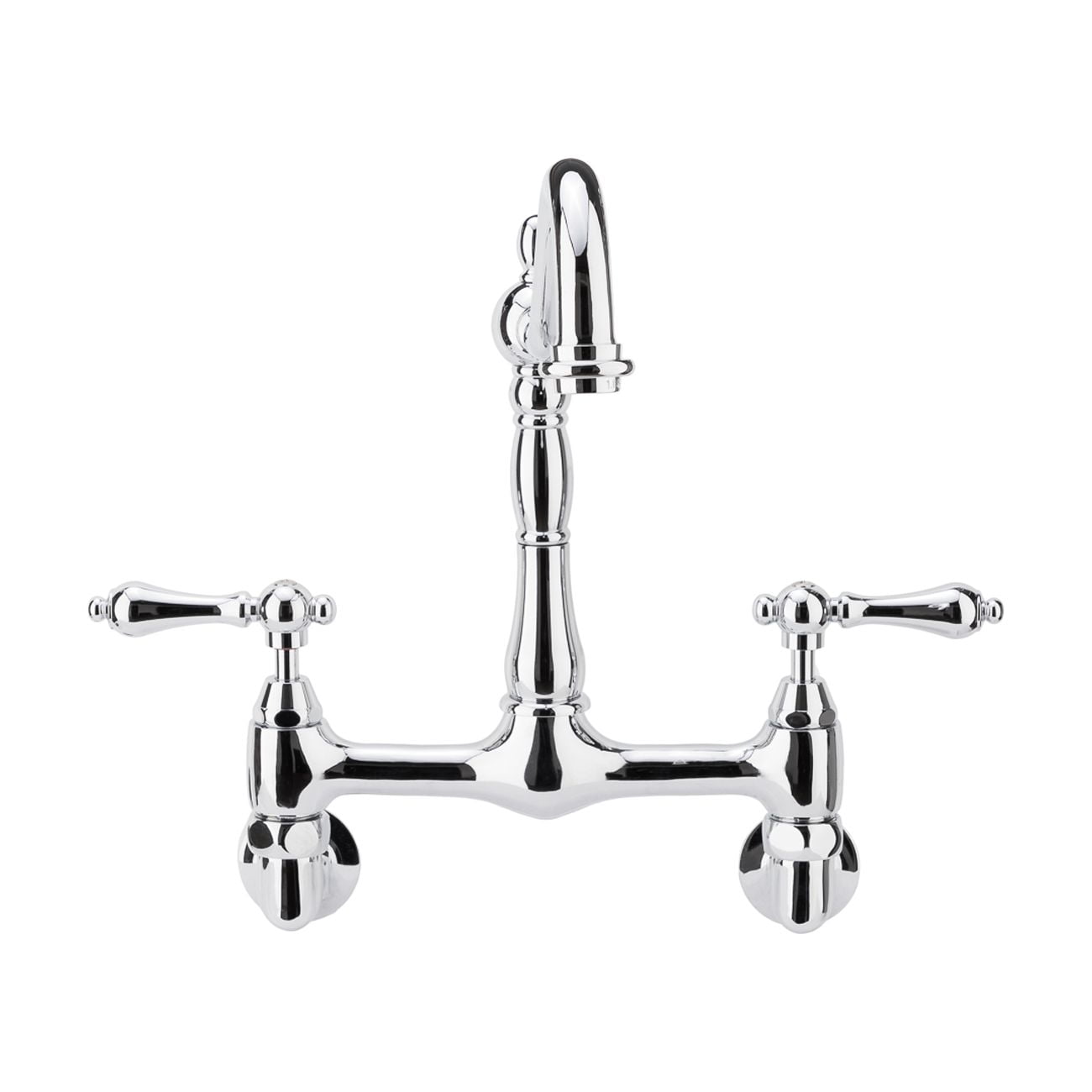 Wall Mounted Bridge Kitchen Faucet - Metal Lever Handles - Walmart.com
