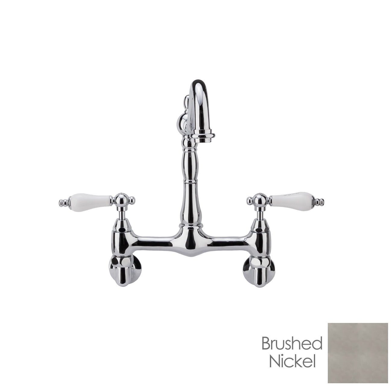 Wall Mounted Bridge Kitchen Faucet - Porcelain Lever Handles - Walmart.com