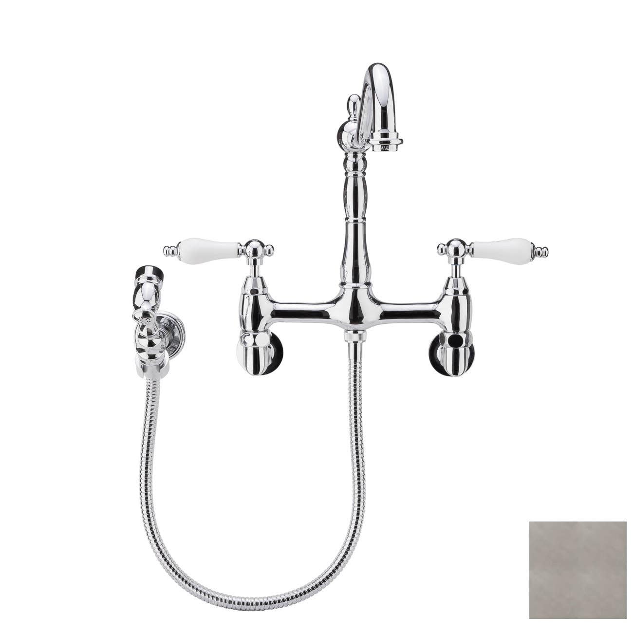 Wall Mounted Bridge Kitchen Faucet - Porcelain Lever Handles - Walmart.com
