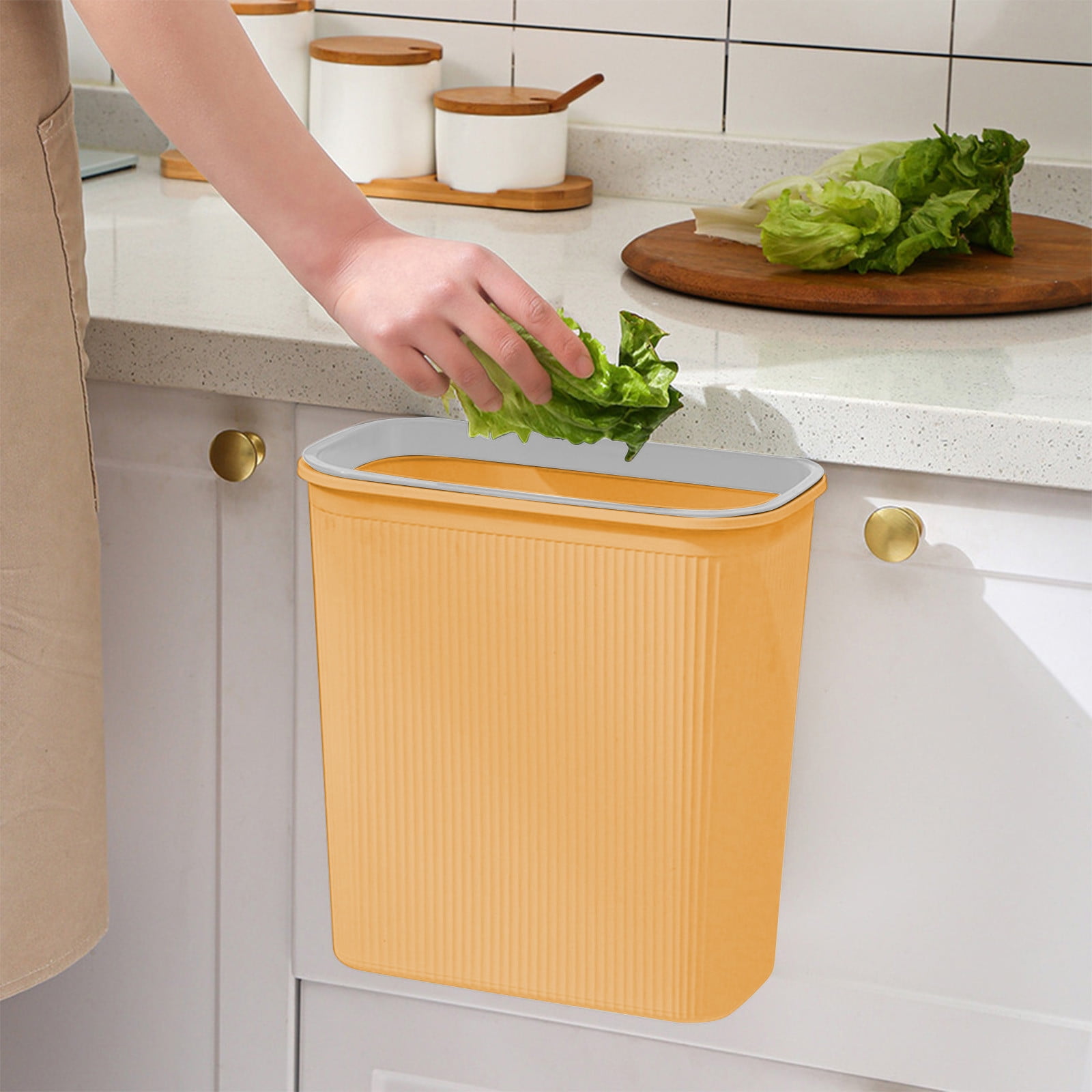 Wall Mounted Cabinet Door Trash Can, Plastic Kitchen Waste Bin, Space ...