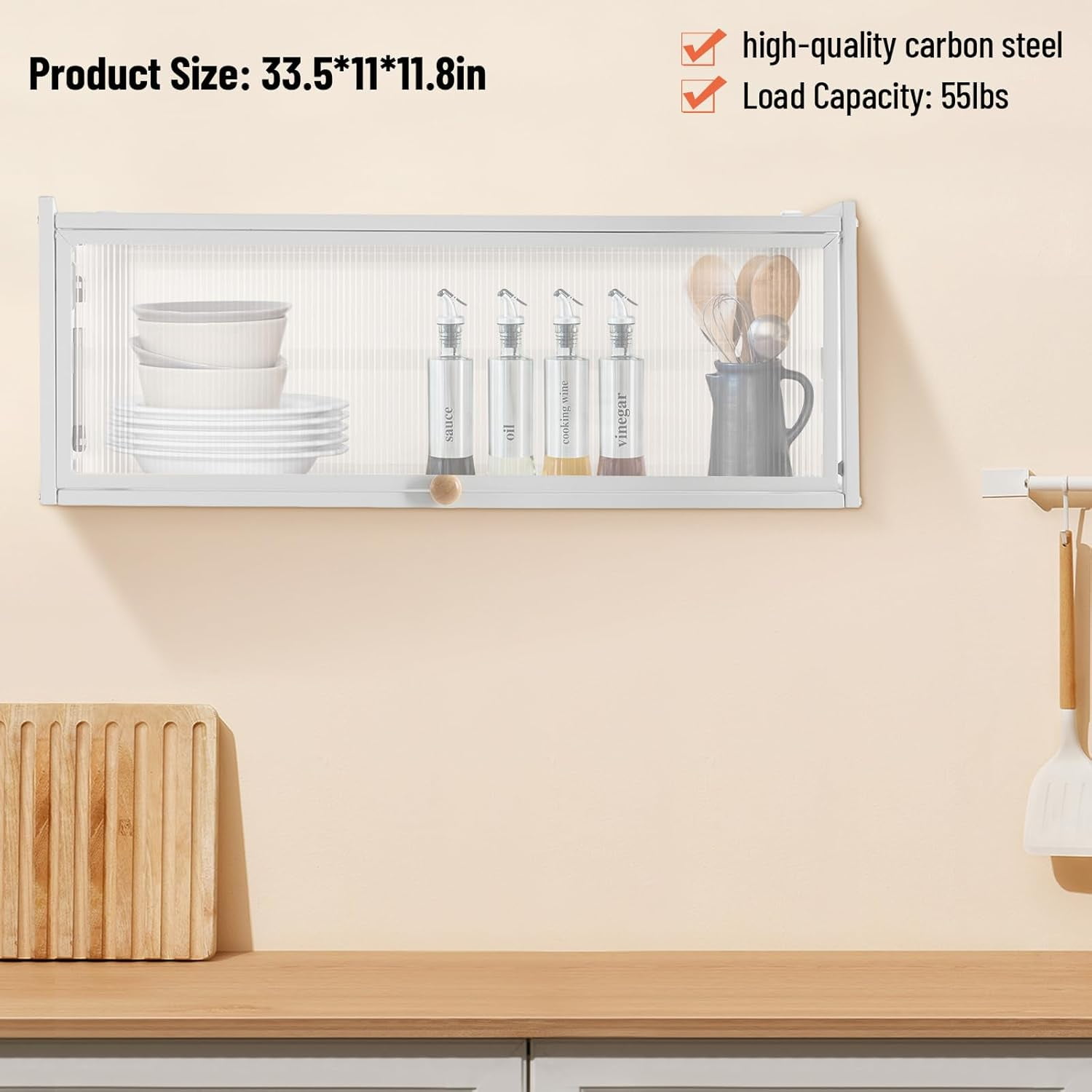 Wall-Mounted Cabinet White Translucent Carbon Steel Hollow Sheet Modern ...