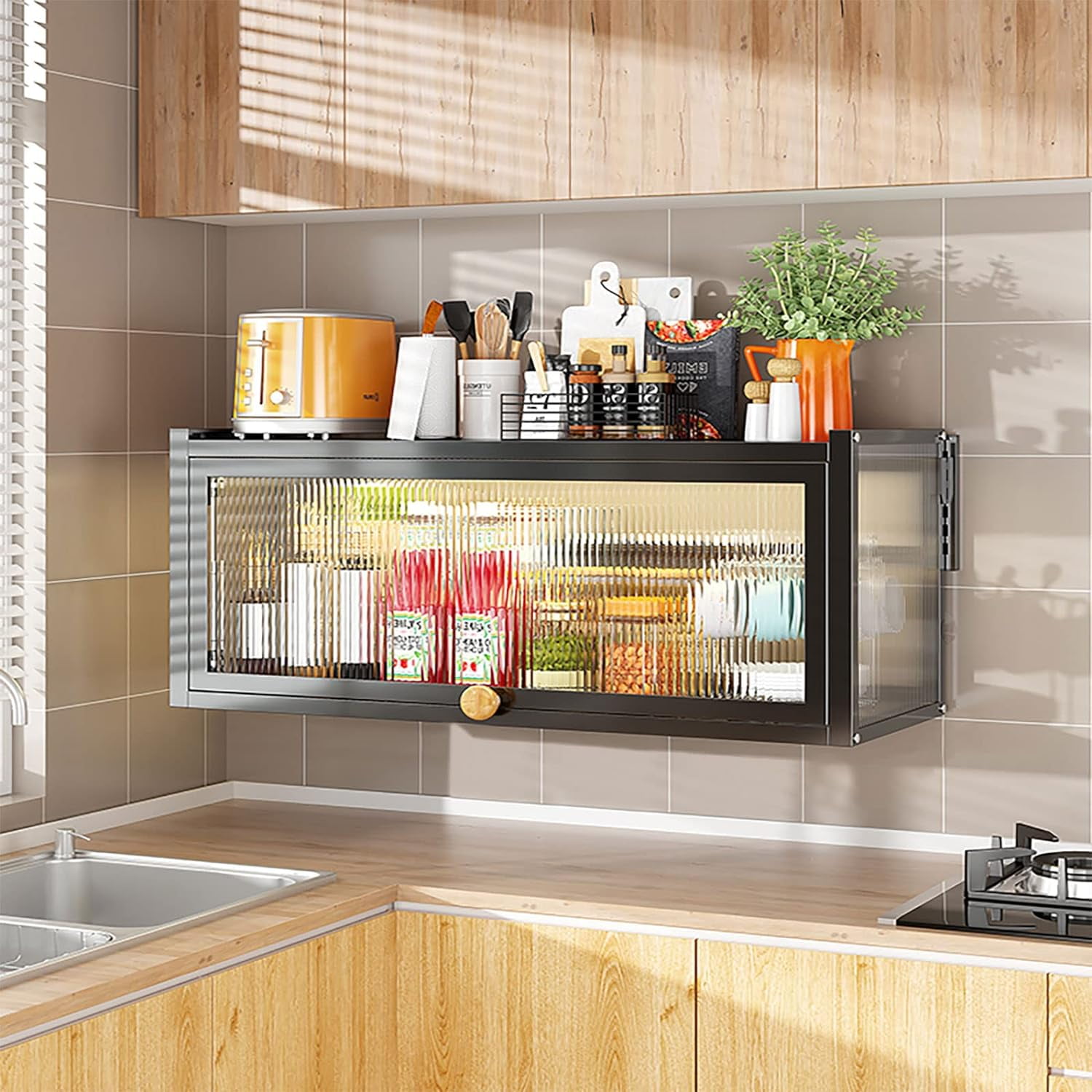 Wall-Mounted Cabinets Kitchen Wall Cabinets Flip-Up Door Storage ...