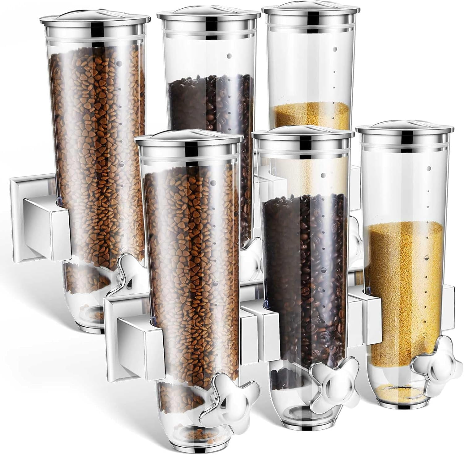 Wall Mounted Candy Dispenser, Triple Dry Cereal Dispenser Wall Mounted ...