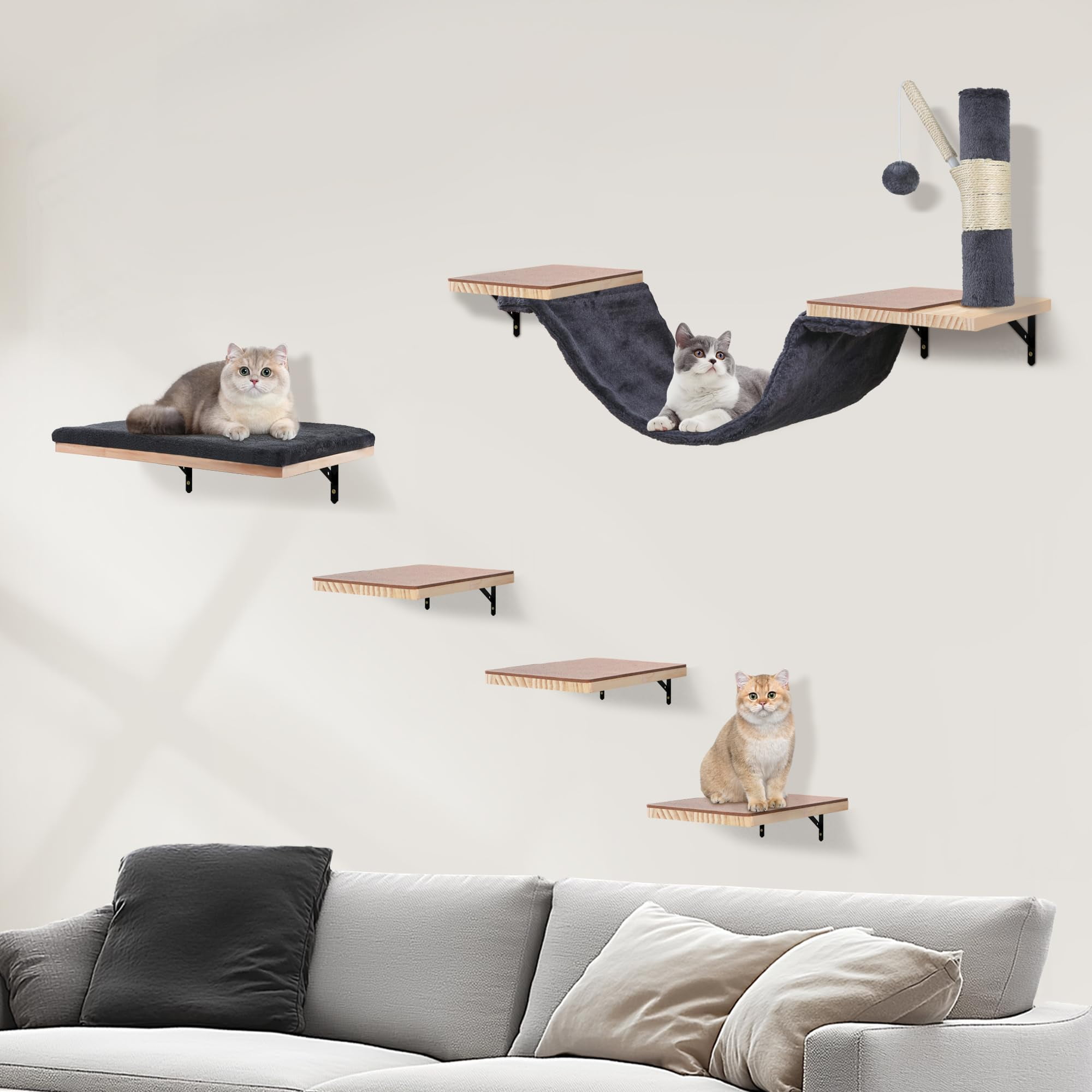 Wall Mounted Cat Climber Set, Cat Wall Shelves,Cat Wall Furniture Set ...