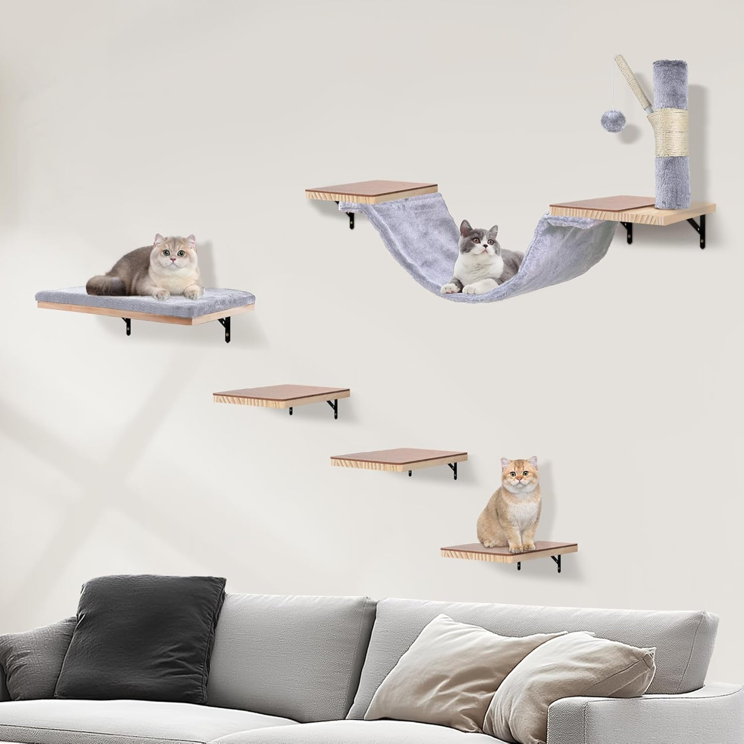 Wall Mounted Cat Climber Set, Cat Wall Shelves,Cat Wall Furniture Set ...
