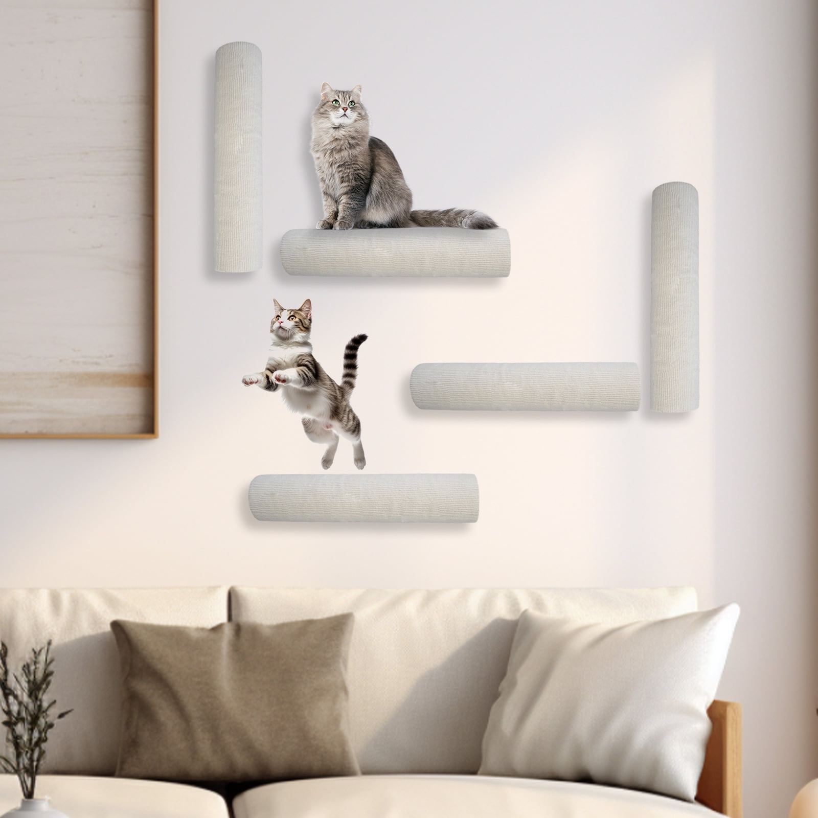 Wall Mounted Cat Scratching Post & Climbing Ladder, Self-Adhesive ...