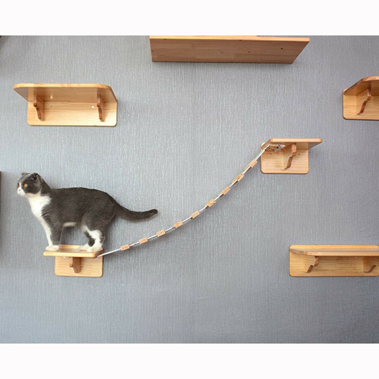 Wall Mounted Cat Shelf Solid Wood Ladder Cat Climbing Frame Hanging ...