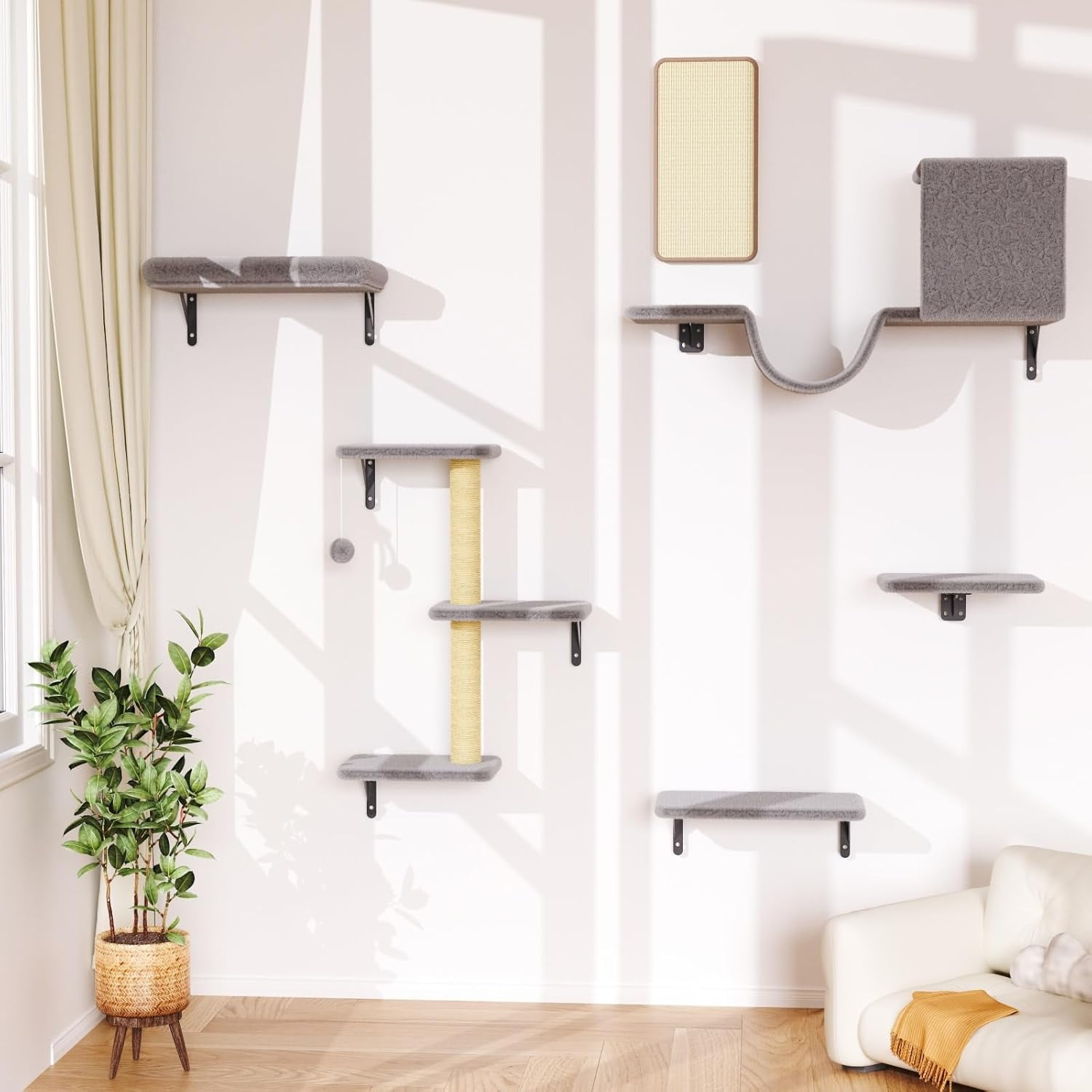 Wall Mounted Cat Shelves Pet Wall Furniture Set for Indoor Cats ...