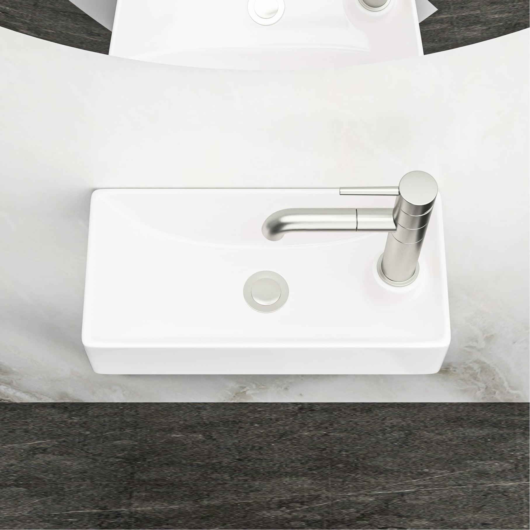 Wall Mounted Ceramic Bathroom Sink - 17.3x8.85 Inch, White, Stain ...