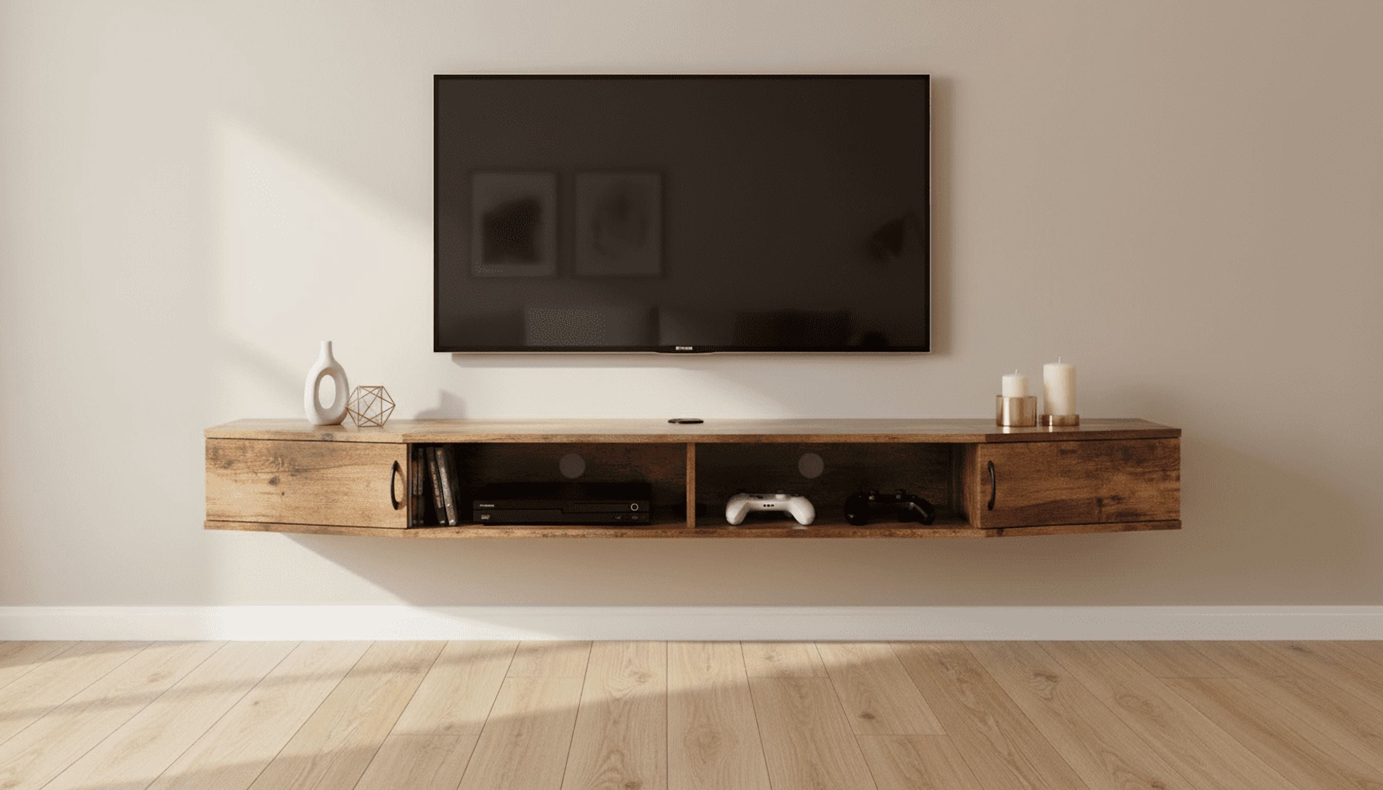 Wall Mounted Charging Station，Floating TV Stand Console with Door ...