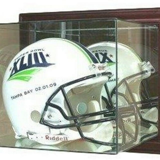 Wall Mounted Cherry Wood Full Size Football Helmet Display Case ...