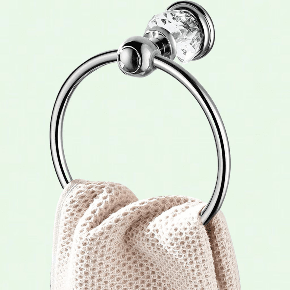 Wall Mounted Chrome Towel Ring, Crystal Bath Hand Towel Holder, Elegant ...
