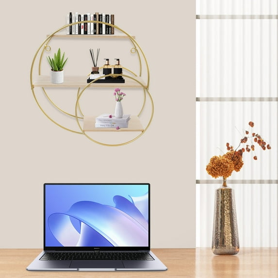Wall Mounted Circular Storage Rack 10 x 33cm Shelf, 3-Tier Storage ...