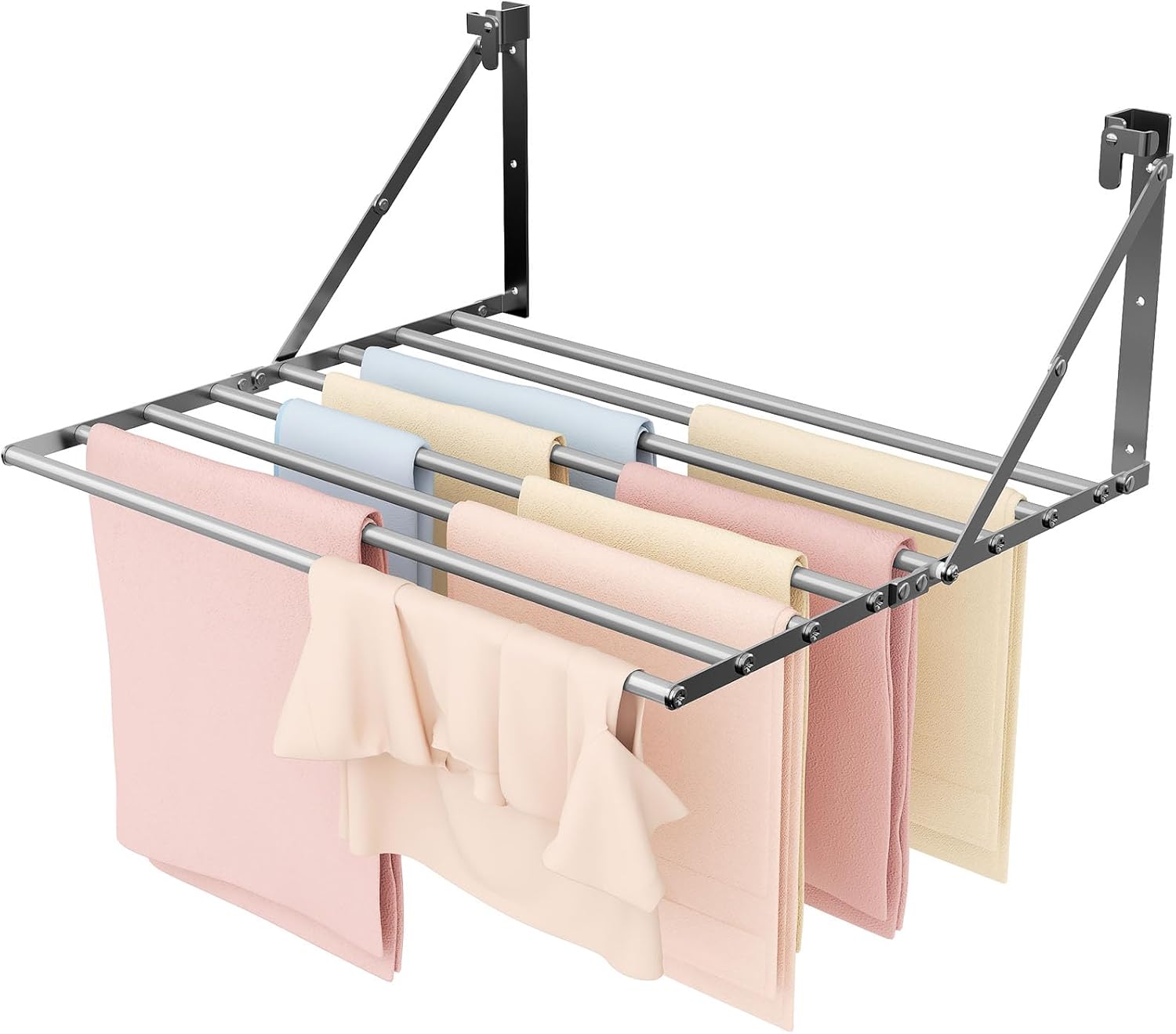 Wall Mounted Clothes Drying Rack, 24Inch Foldable Stainless Steel ...