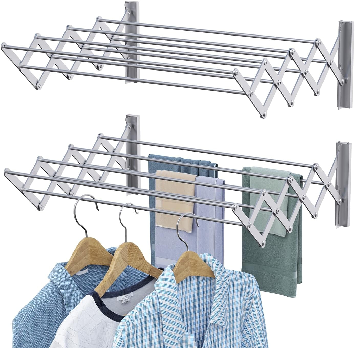 Wall Mounted Clothes Drying Rack, 31.9" Wide Large Rustproof ...