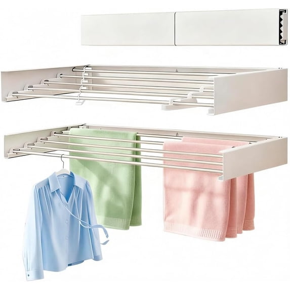 Wall Mounted Clothes Drying Rack 32", Collapsible Space Saving Laundry ...