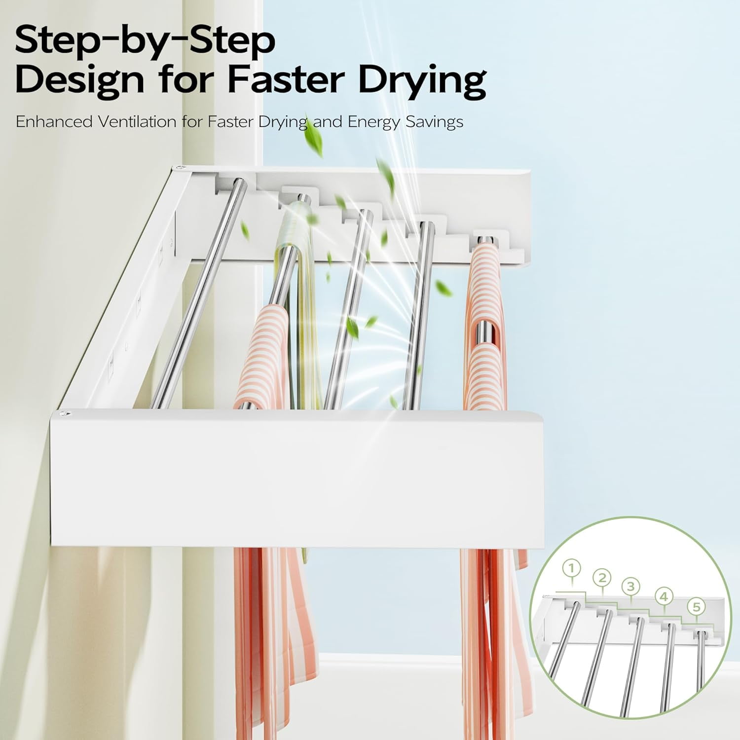 Wall Mounted Clothes Drying Rack 32", Foldable Wall Mount Laundry Rack ...