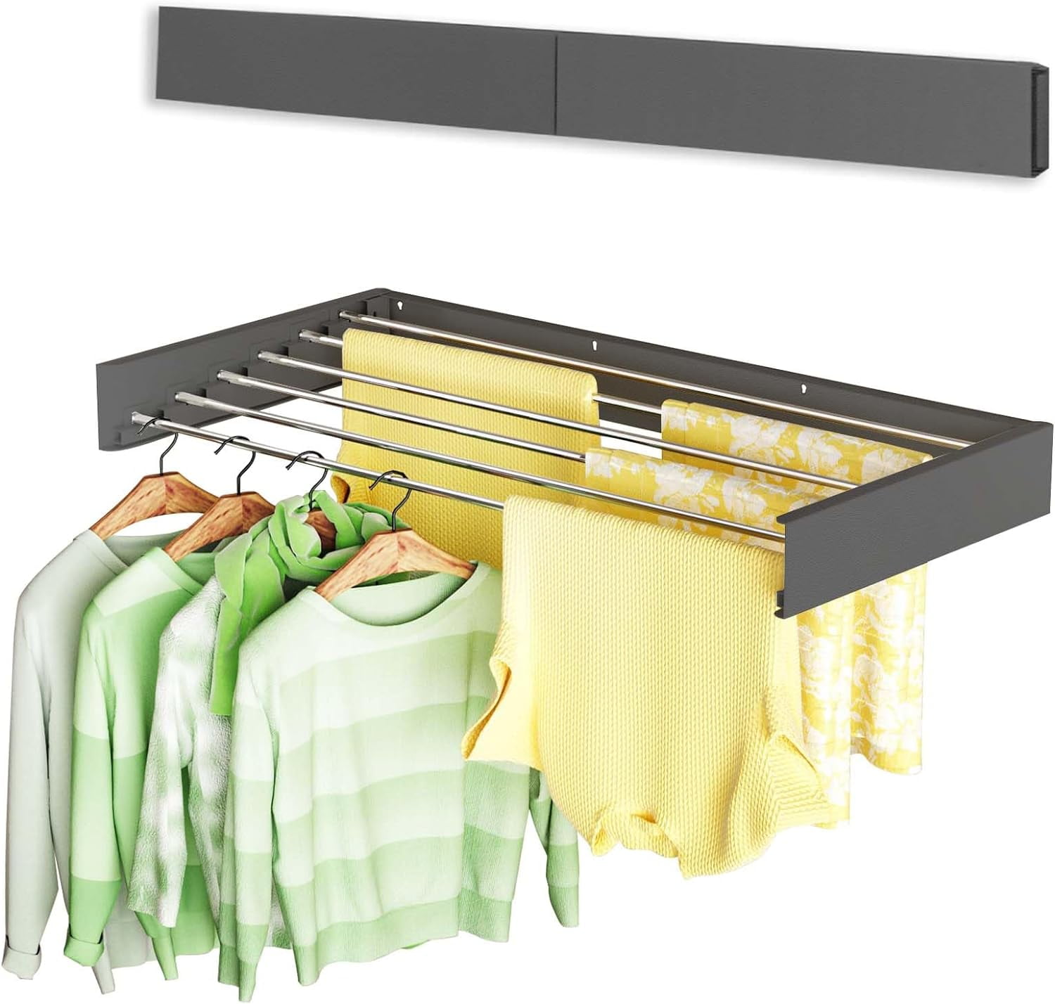 Wall Mounted Clothes Drying Rack 40", Foldable Wall Mount Laundry Rack ...