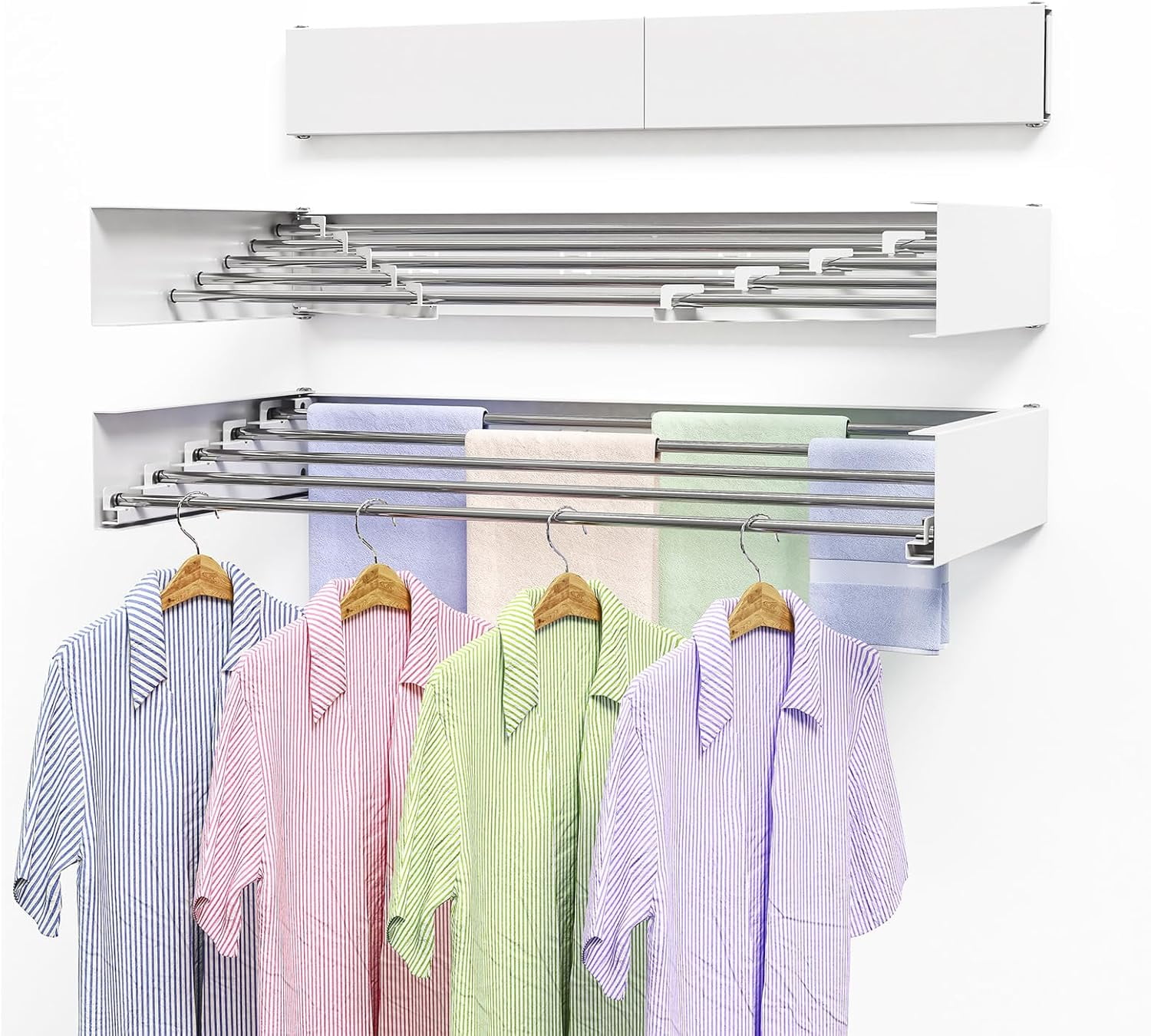 Wall Mounted Clothes Drying Rack 40 Inch, Foldable Wall Mount Laundry ...