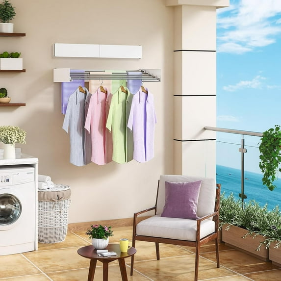Wall Mounted Clothes Drying Rack 40 Inch, Foldable Wall Mount Laundry ...