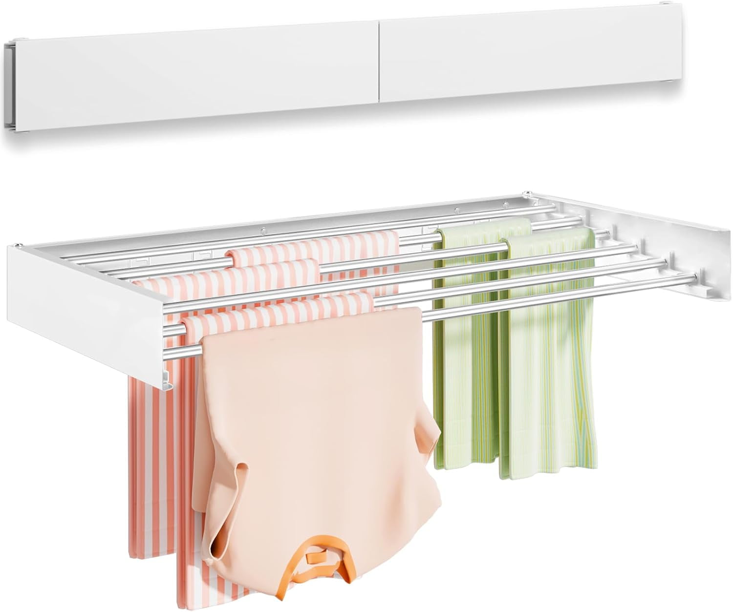 Wall Mounted Clothes Drying Rack 40 inches, Foldable Wall Mount Laundry ...