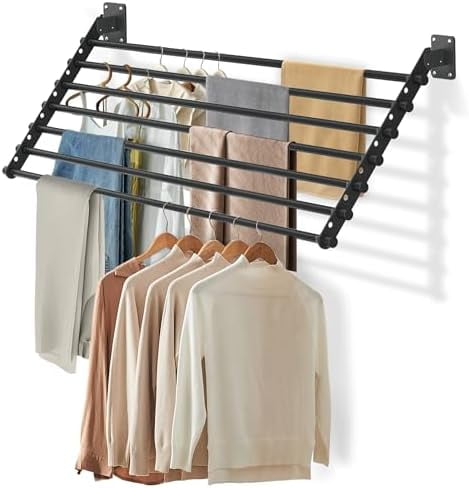 Wall Mounted Clothes Drying Rack 43 Inch – Foldable Laundry Drying Rack ...