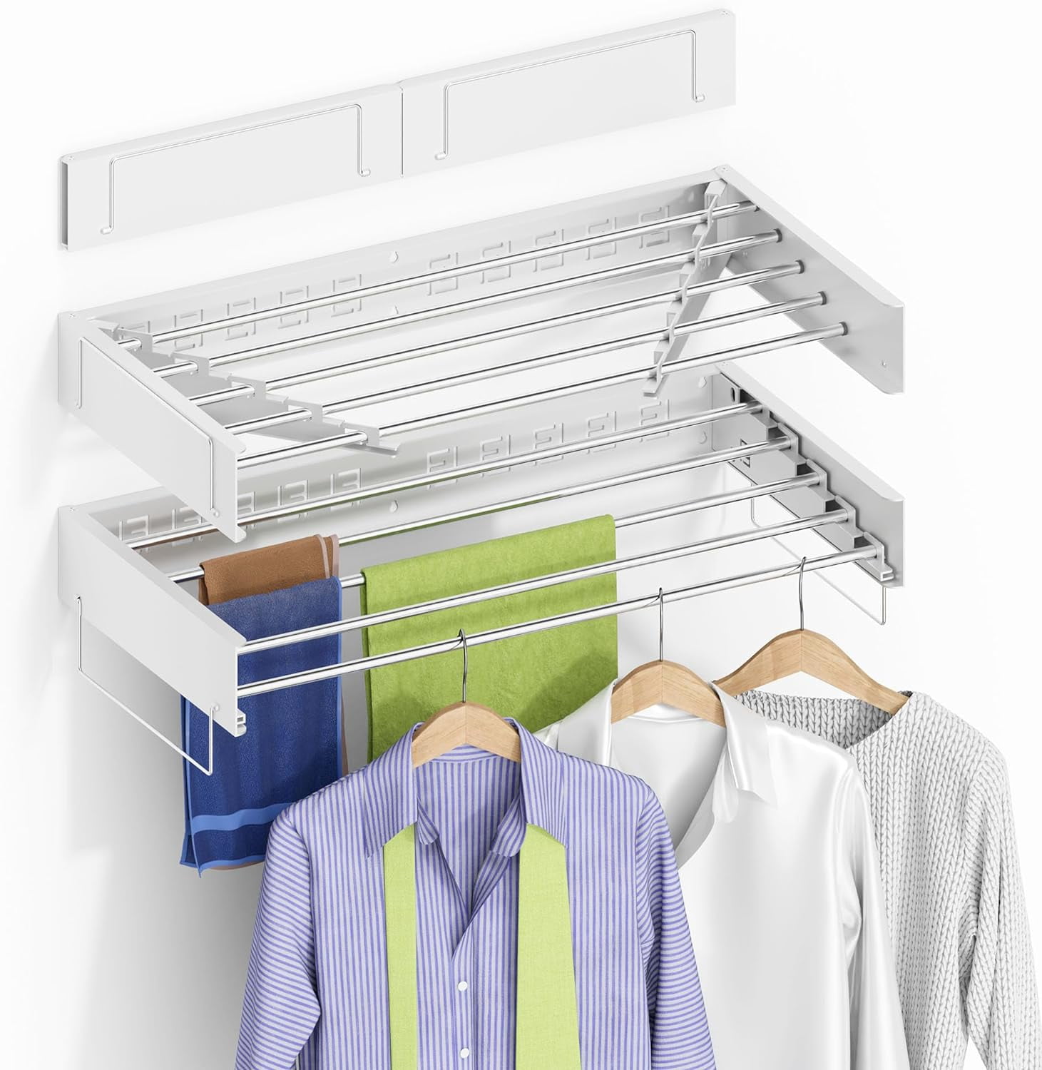 Wall Mounted Clothes Drying Rack, Collapsible Drying Racks for Laundry ...