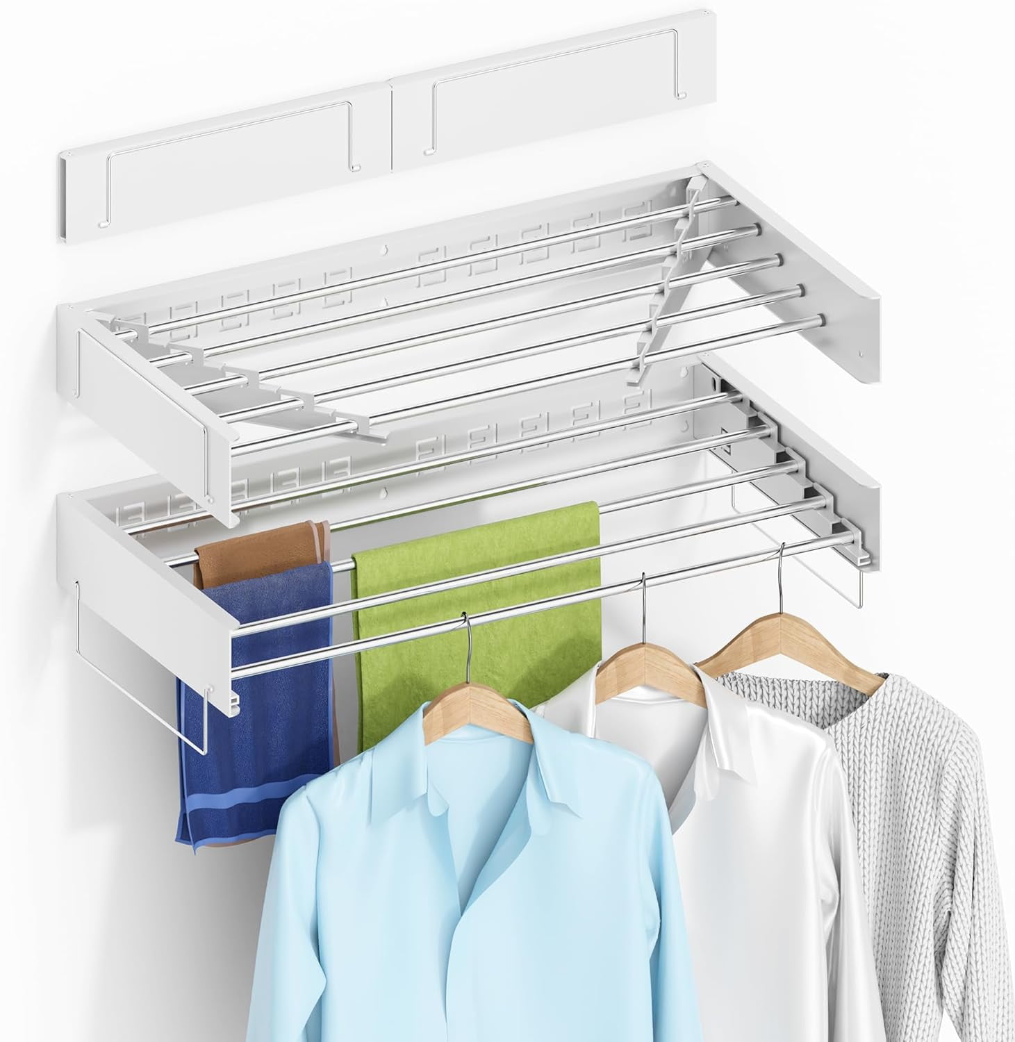 Wall Mounted Clothes Drying Rack, Collapsible Drying Racks for Laundry ...